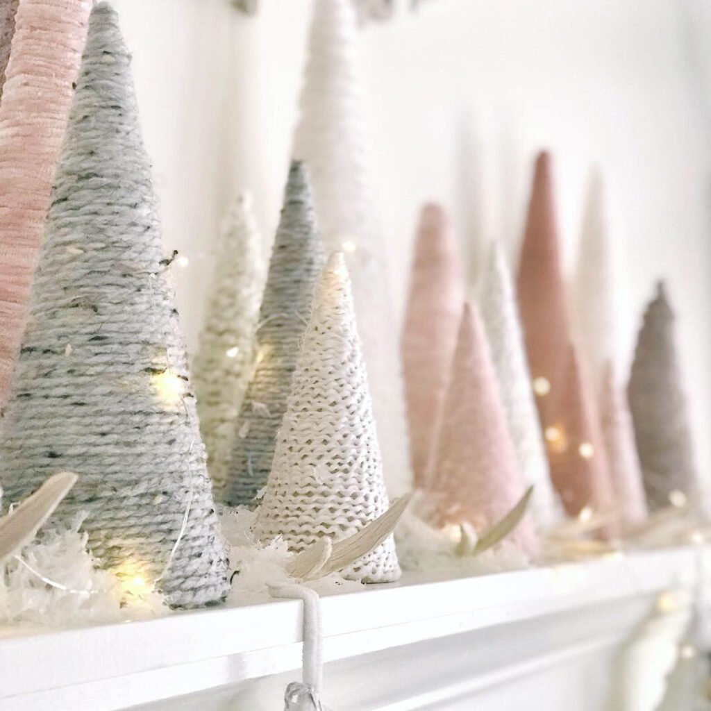 How to Make a DIY Cone Christmas Tree with Yarn (Soft and Sparkly ...