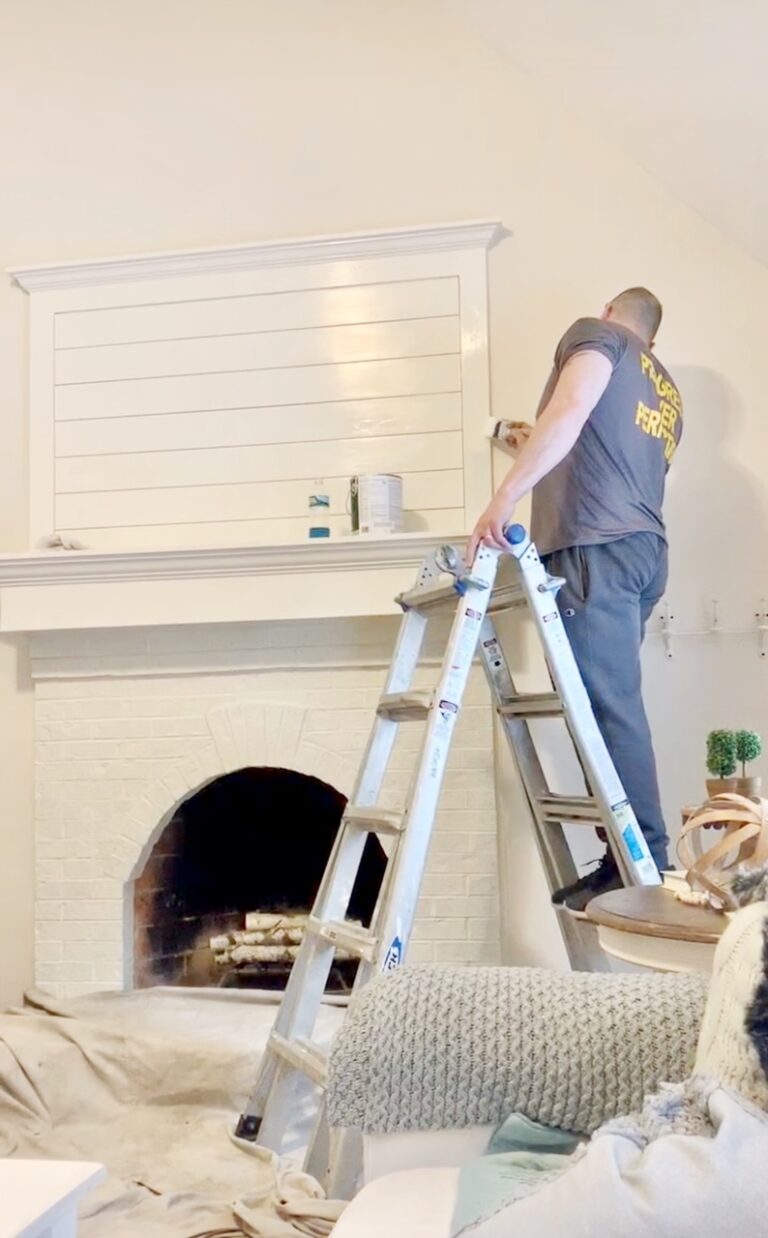 One-Day DIY Updated Fireplace With Shiplap Overmantel - Celebrated Nest