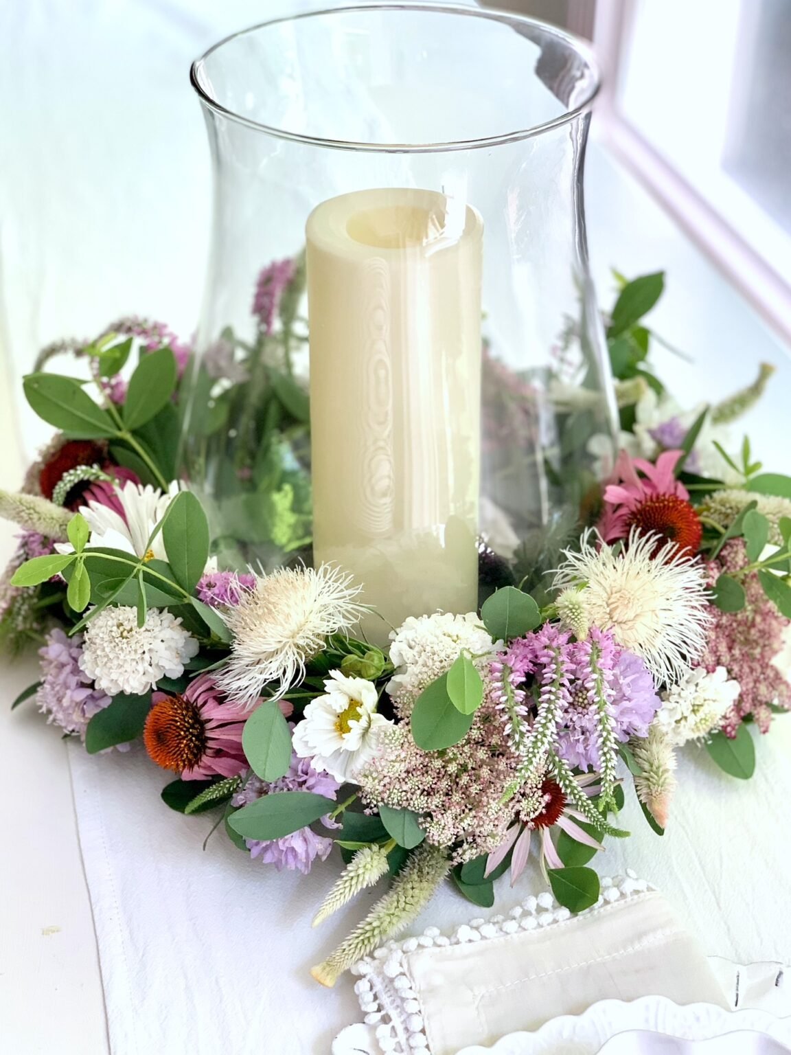 How To Make Floral Candle Rings Using Fresh Flowers - Celebrated Nest